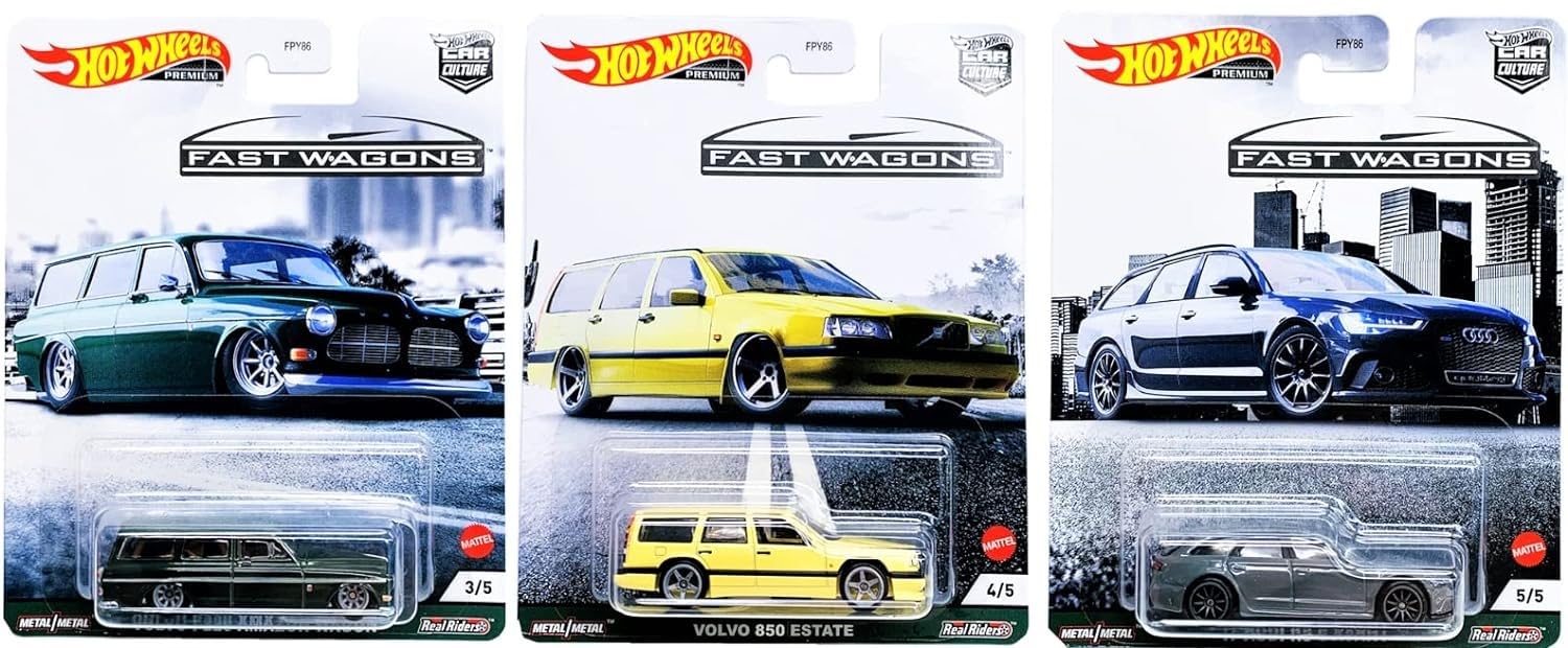 Hot Wheels Premium Car Culture Fast Wagons Complete Set of 5 Vehicles