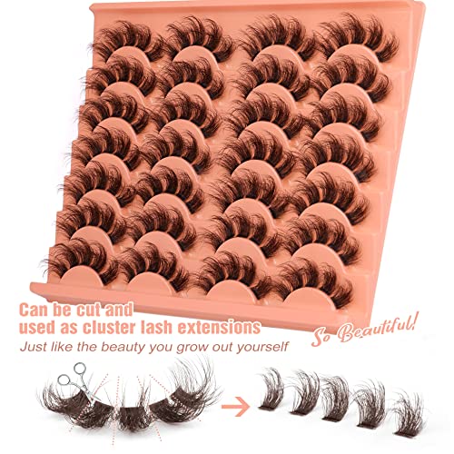 Alice Brown Lashes False Eyelashes Wispy Lashes DIY Lash Clusters Mink Fluffy Volume Russian Strip Lashes Eyelash Extensions Eye Lashes Pack Fake Lashes 14 Pairs by ALICE, 28.0 Count