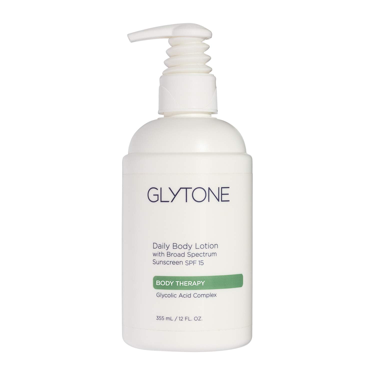 Glytone Daily Body Lotion Broad Spectrum SPF 15 with Glycolic Acid & Shea Butter, Retexturizing Moisturizer, Fragrance Free, 12 oz.