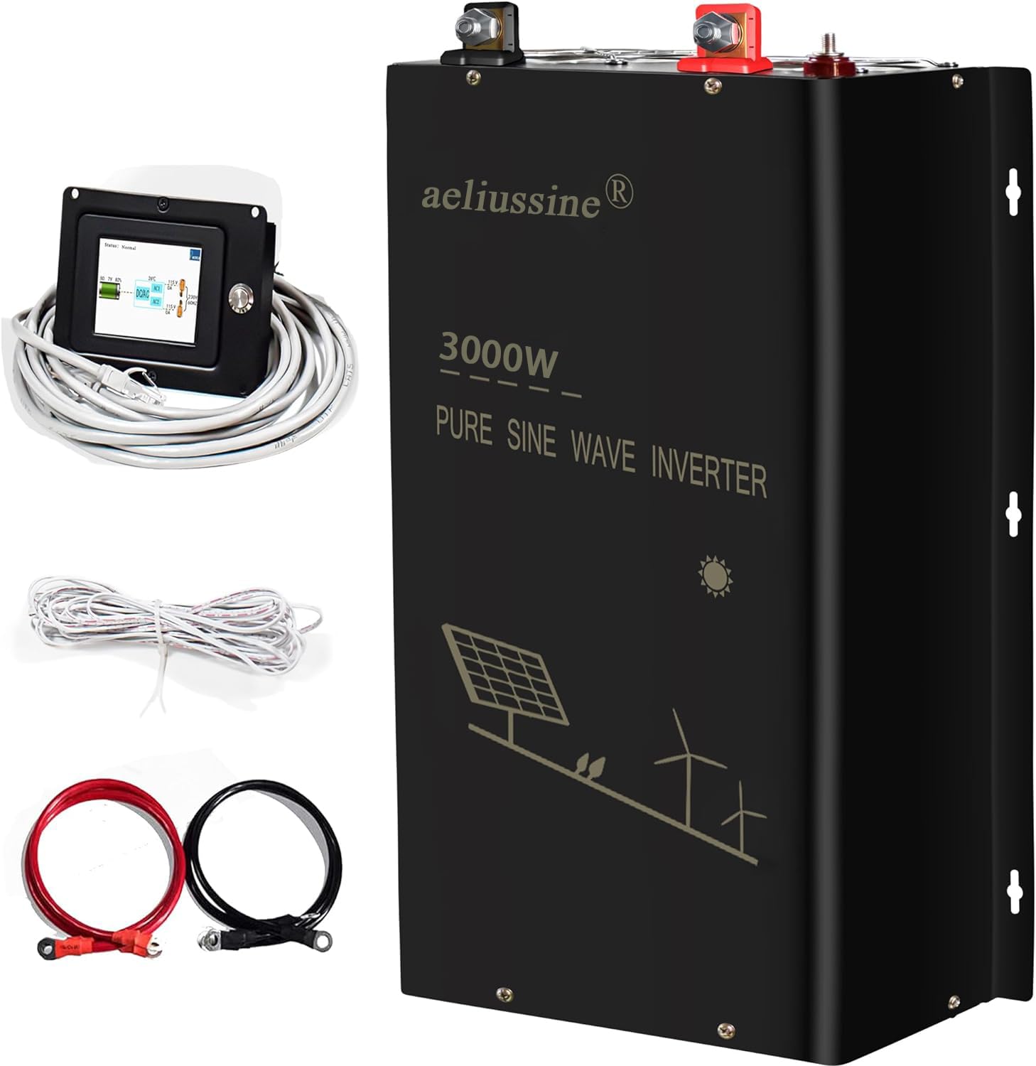 aeliussine 1000W Pure Sine Wave Power Inverter: 12V DC to 110V AC with LED Display and Remote Control for RV, Camping, Home Use