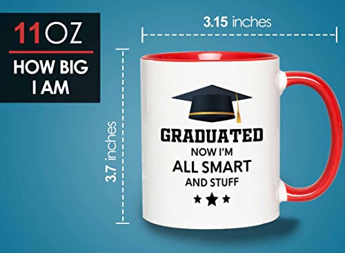 Flairy Land Graduation 2Tone Red Mug 11oz - All Smart and Stuff - Graduation Gifts for Her Senior Graduation College Student College Graduate Classmate MBA Grad