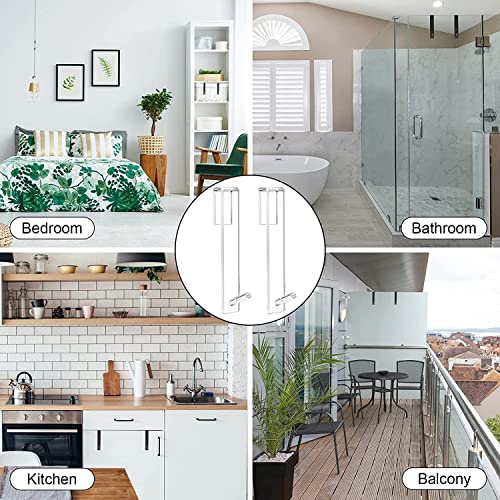 Extended Shower Door Hooks, 2 Pack Over Door Hooks for Frameless Glass Shower Door of Bathroom,Clear Acrylic Towel Hooks for 0.98” Thickness Glass, Extended 7.2 inch