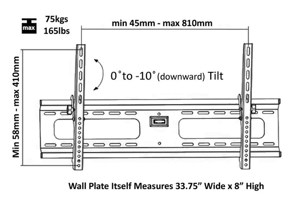 Ultra-Slim Black Adjustable Tilt/Tilting Wall Mount Bracket for Sony KDL-48W650D 48" inch LED HDTV TV/Television - Low Profile