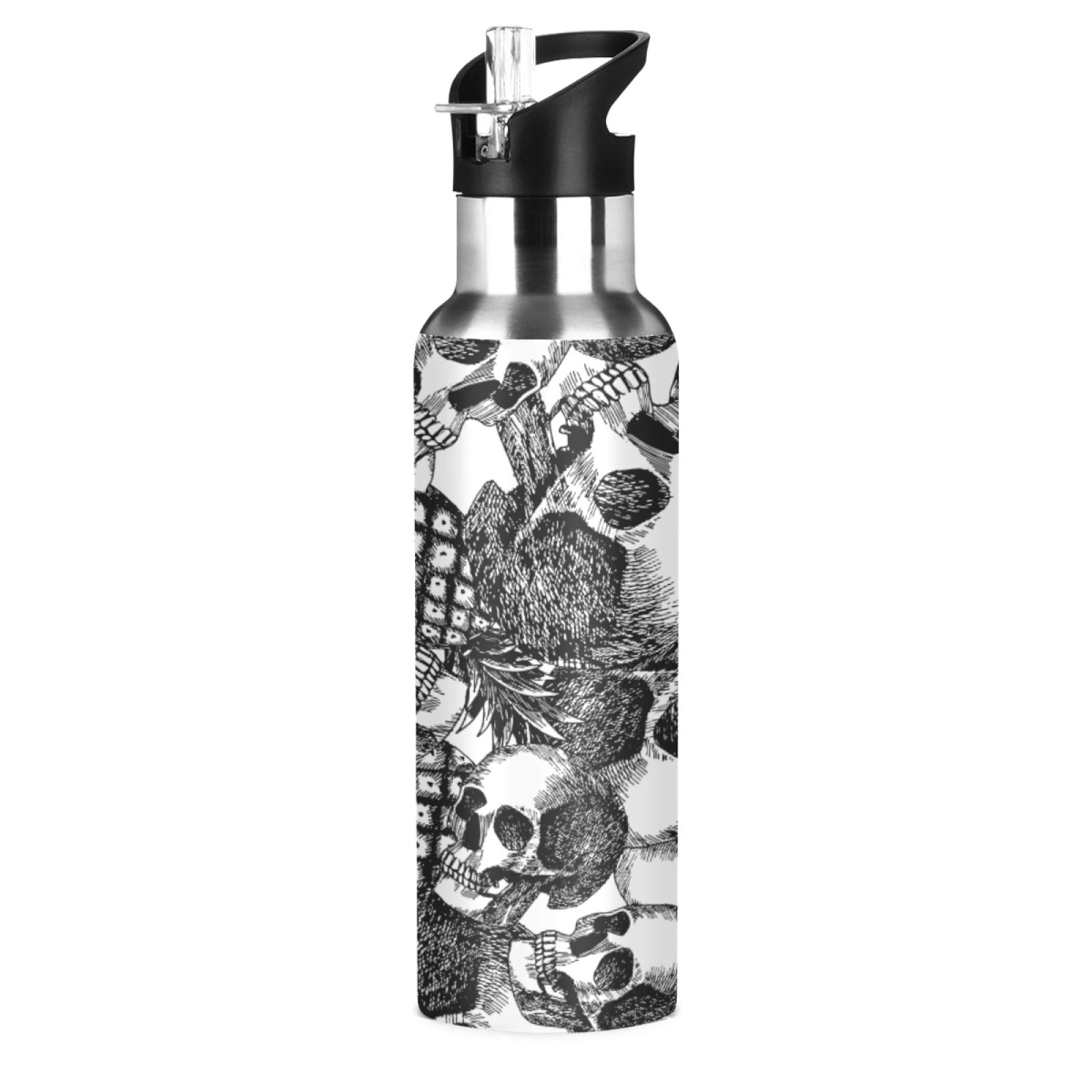 Anyangquji 20oz Stainless Steel Water Bottle Vacuum Insulated,Sports Water Bottle with Straw Lid for Fitness Gym Outdoor (color1)