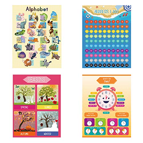 Youngever 13 Pack Laminated Educational Preschool Posters for Toddlers and Kids, Learning Posters, Classroom Posters, Teaching Posters, Alphabet ABC Posters, with Solar System (16 x 11 inch)
