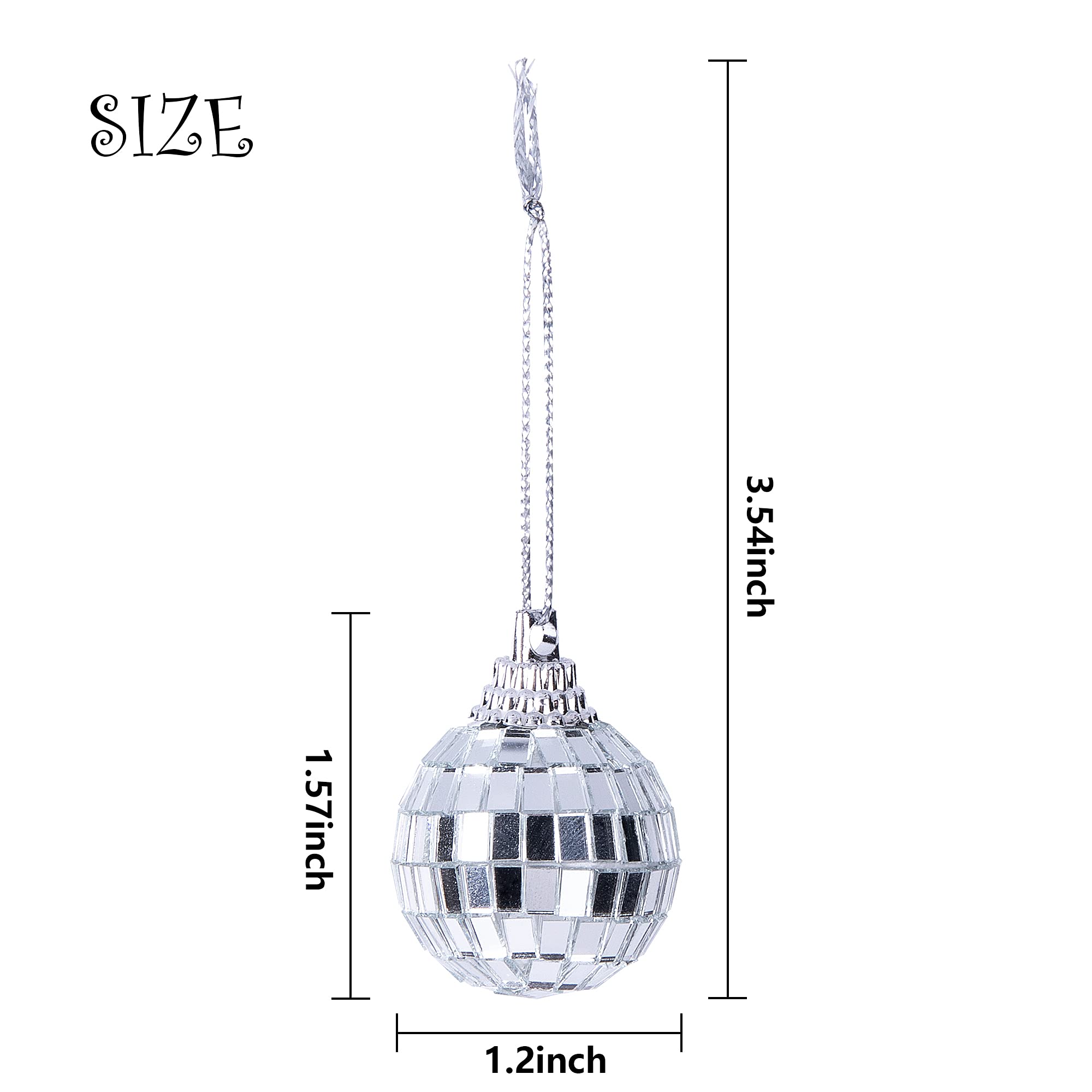 60PCS Disco Ball Ornament - 1.2 Inch Mirror Disco Ball 60s 70s Reflective Mirror Ball Christmas Tree Wedding Birthday Party Ball Ornaments
