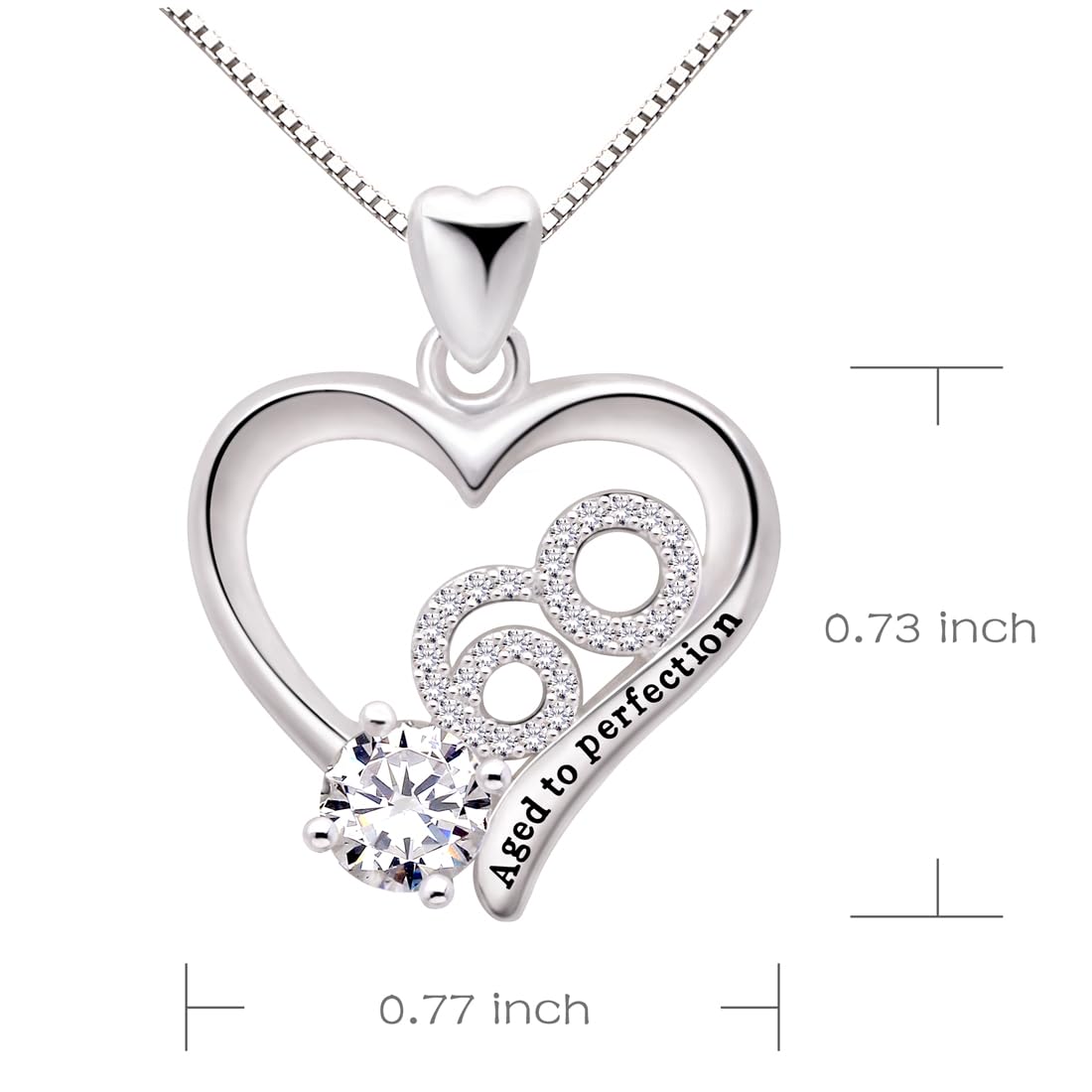 ALOV Jewelry Sterling Silver 60th Birthday Aged to Perfection Cubic Zirconia Pendant Necklace
