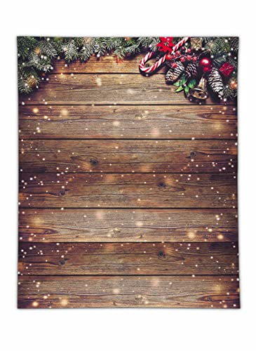 Allenjoy 8x10ft Snowflake Gold Glitter Christmas Wood Wall Photography Backdrop Xmas Rustic Barn Wooden Floor Background for Children Portrait Photo Studio Booth Photobooth Photographer Prop