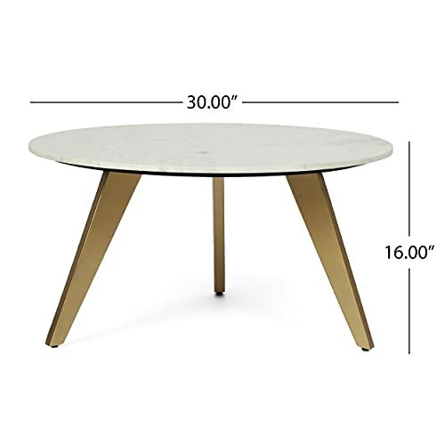 Christopher Knight Home Cardan Coffee Table, White + Gold
