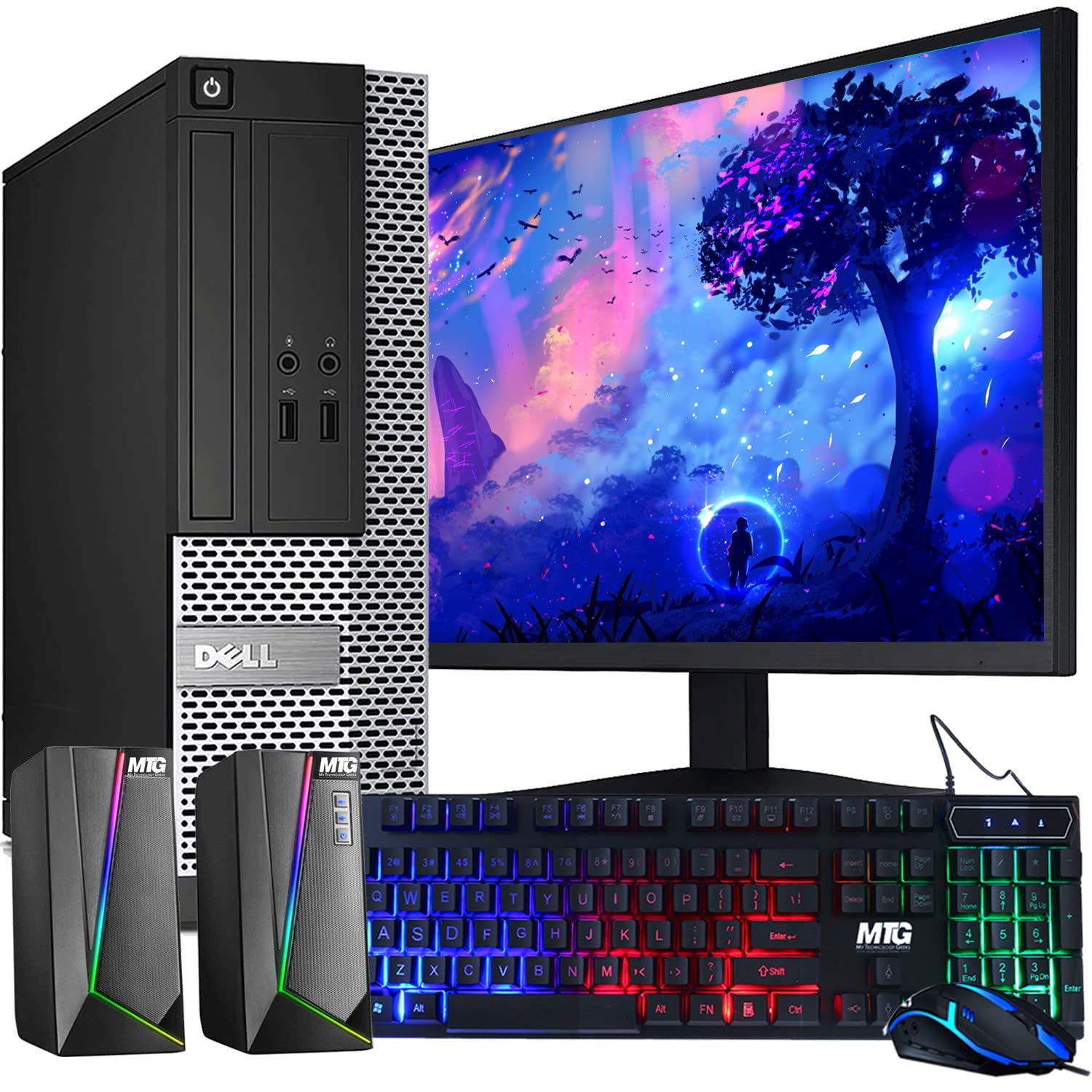 Dell OptiPlex 7010 Computer Desktop PC, Intel Core i7, 8GB RAM, 500GB HDD, MTG New 22 inch LED Monitor, RGB Speaker and Keyboard Mouse, WiFi, Windows 10 Pro (Renewe