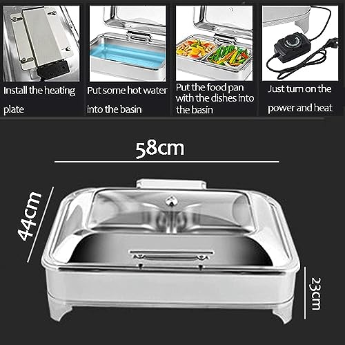Chafing Dishes Chafing Dish Buffet Set, Food Warmers Server Warming Tray Round Rectangular Chafers, Stainless Steel Square Chafer, Round Food Warmer Chafing For Catering Warmer Chafer Set, Energy Effi