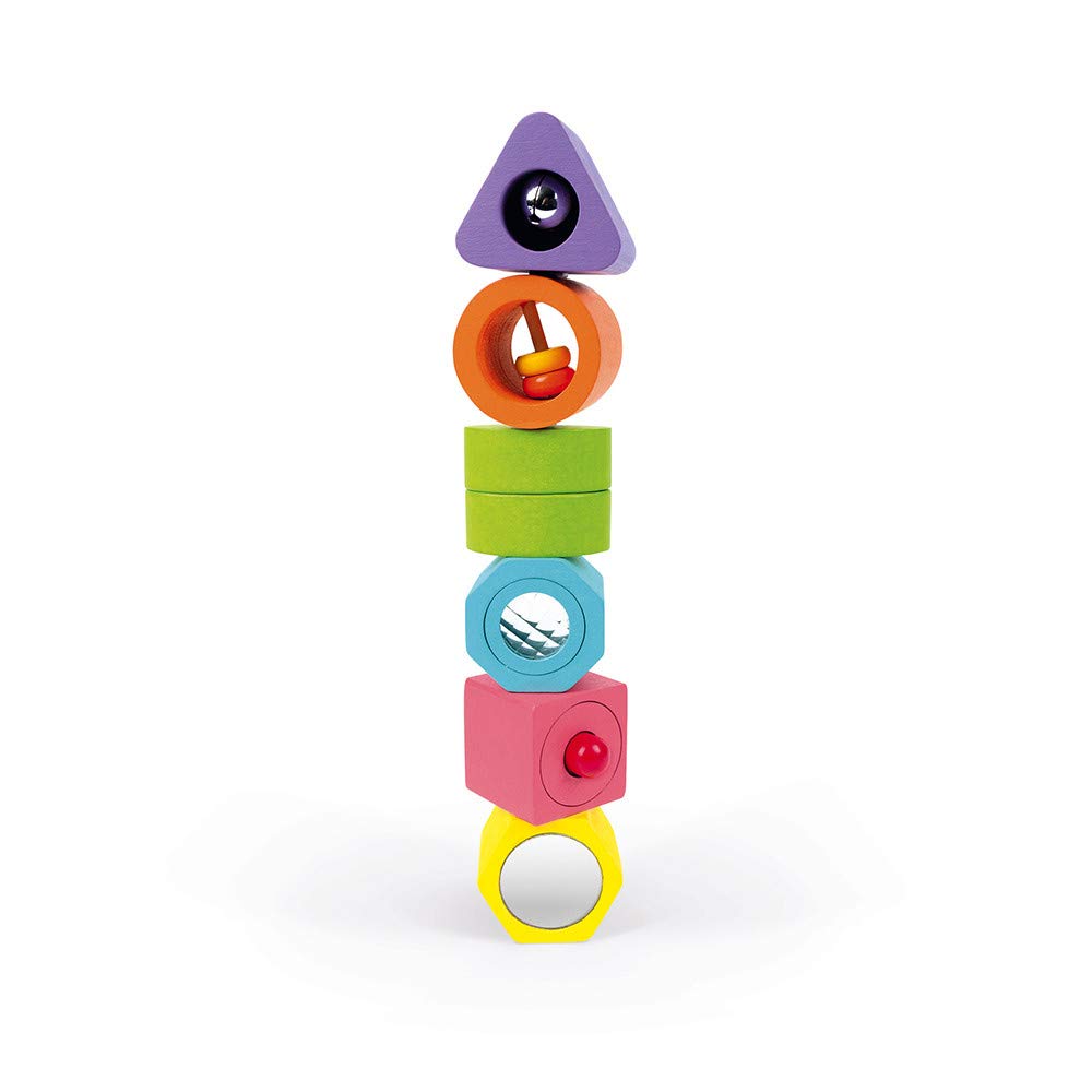 Janod I Wood – Shapes and Sounds 6 Block Puzzle – Ages 12 Months+ - J05332