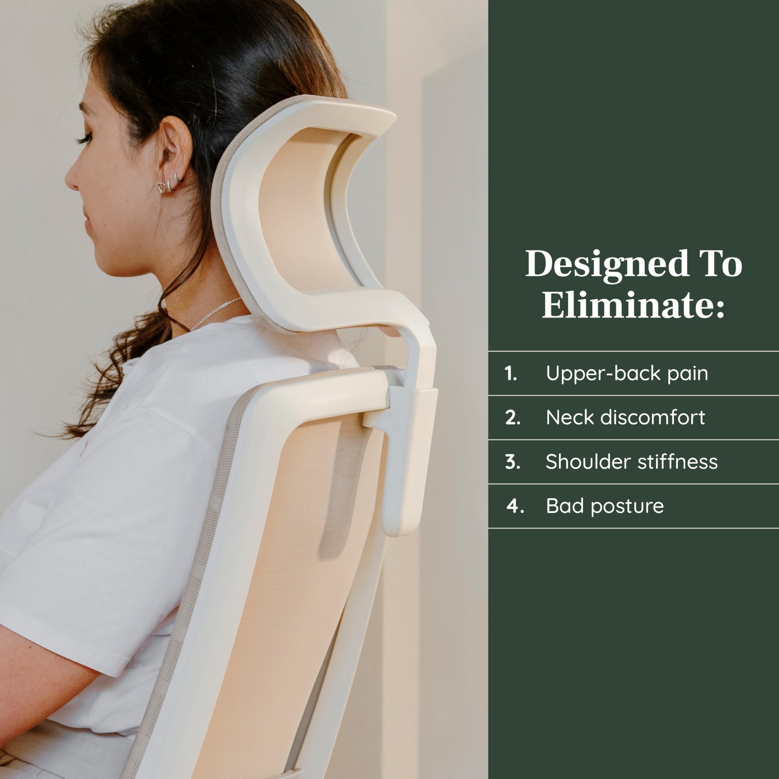 Branch Adjustable Ergonomic Headrest Attachment - Only Compatible Ergonomic Chair - Experience Optimal Comfort and Support - All Black