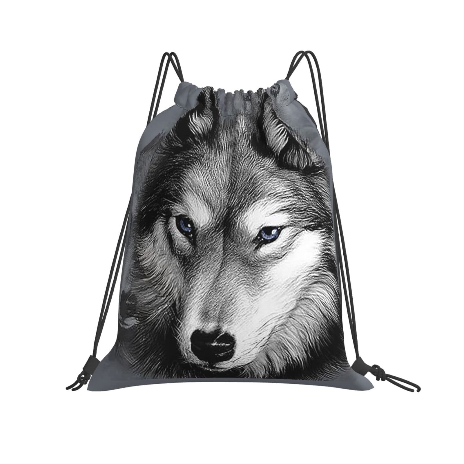 Acxzorpv Wolf Drawstring Gym Bag Lightweight Waterproof Sports Backpack