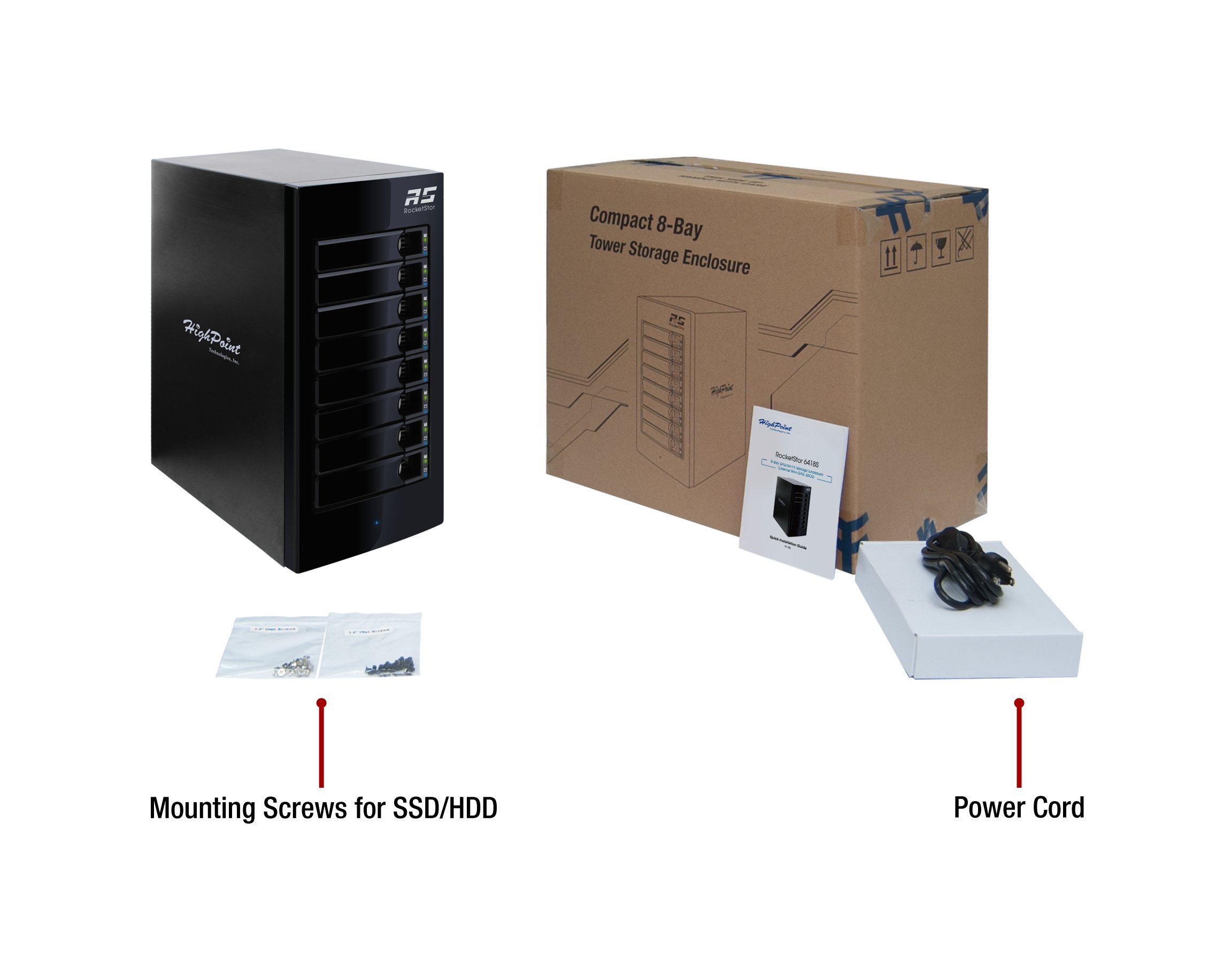 Highpoint RocketStor 6418S 8-Bay 6Gb/s SAS/SATA Tower Storage Enclosure