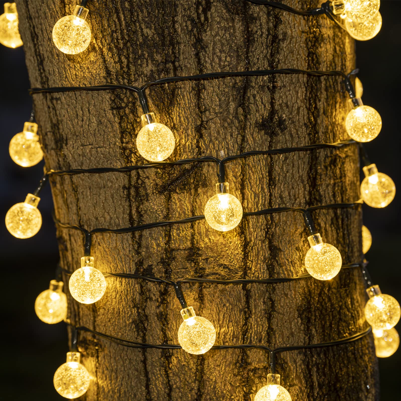 Hawisphy 2 Pack Solar String Lights, Outdoor String Lights, Waterproof, Outdoor Lights, Solar Powered, 8 Lighting Models for Garden, Yard, Party, Home, Tree Decorations, 20 ft