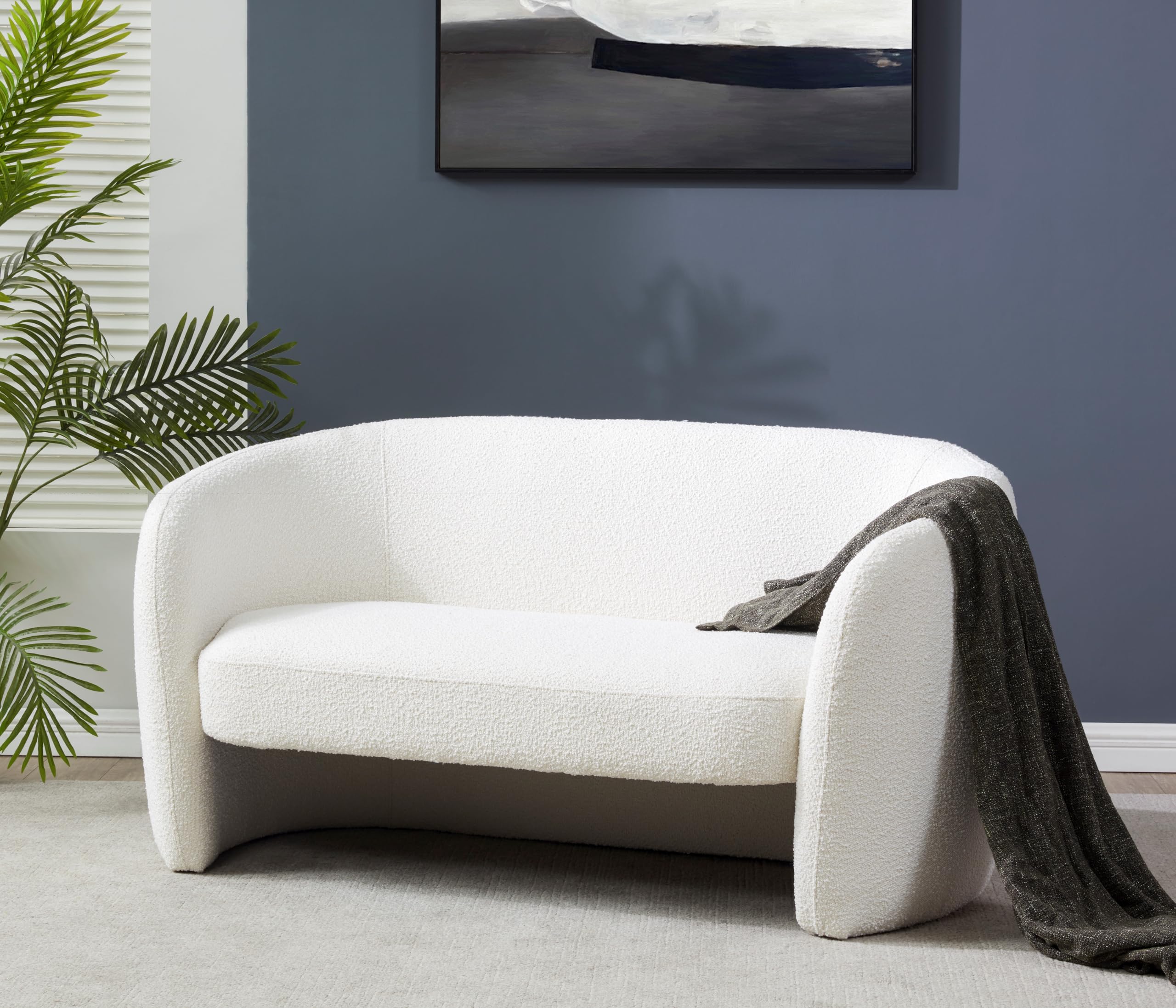 SAFAVIEH Couture Collection Zhao Ivory Boucle Curved Loveseat