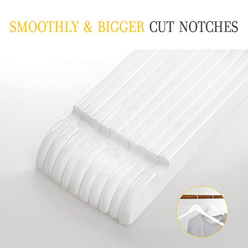 TOPIA HANGER White Wood Bridal Dress Hangers, Premium Wooden Shirt Hangers 10 Pack, 360° White Hook- Smooth Finish- Extra Smoothly Cut Notches (White *10)-CT06W