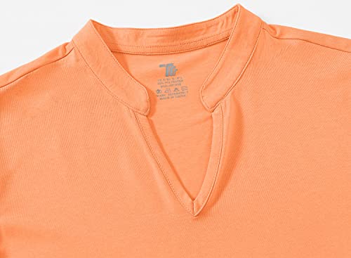 BGOWATU Women's Golf Polo T-Shirts Sleeveless V Neck Collarless Tennis Shirts UV Protection Quick Dry Lightweight Orange S