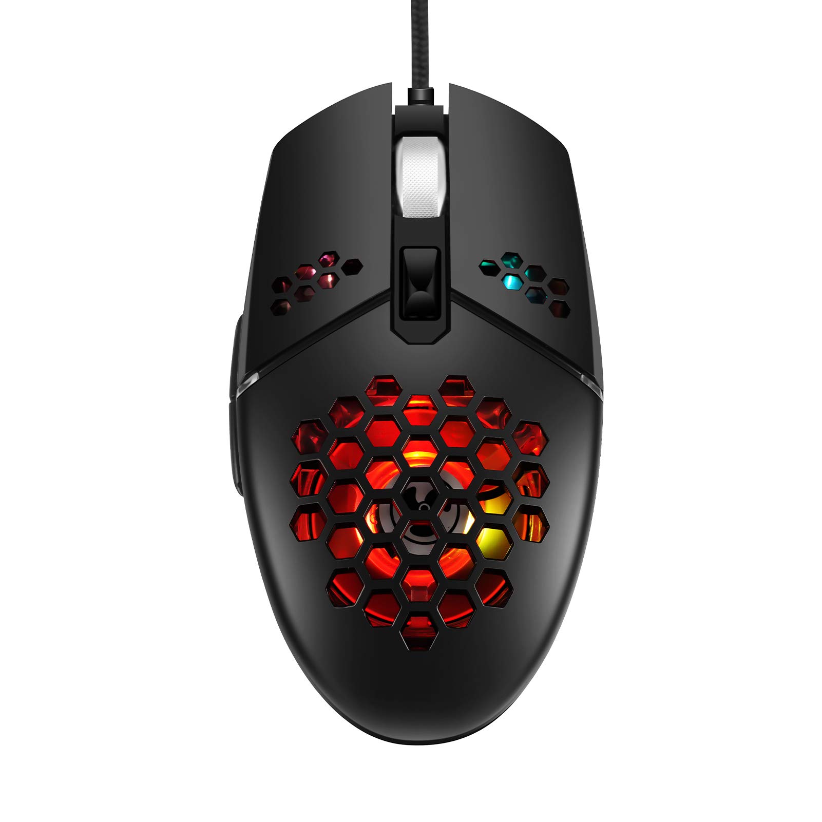 Anholi USB Wired Honeycomb Gaming Mouse with Cooling Fan, 8000 DPI 4-Adjustable, Color Breathing Light, Lightweight Game Mice,Optical Sensor Hole Mouse for PC,MAC,Xbox,PS4,6 Buttons(Black)