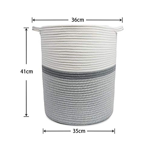 Goodpick Large Grey Cotton Rope Basket (Set of 2)