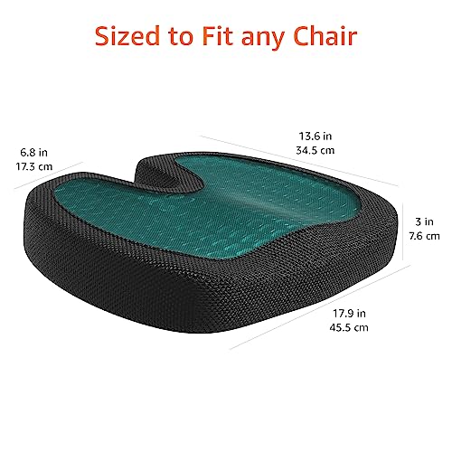 Amazon Basics Gel Enhanced Memory Foam Seat Cushion for Office Chair, Black