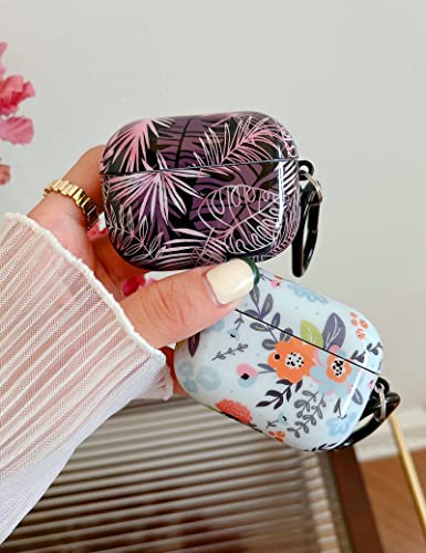 Flower Case Compatible with Apple AirPods Pro Floral, Leaf Smooth Design Cute Kawaii Protective Case Anti-Fall Headphone Case for Airpod Pro Case (AirPods Pro, Rose Gold Leaf)