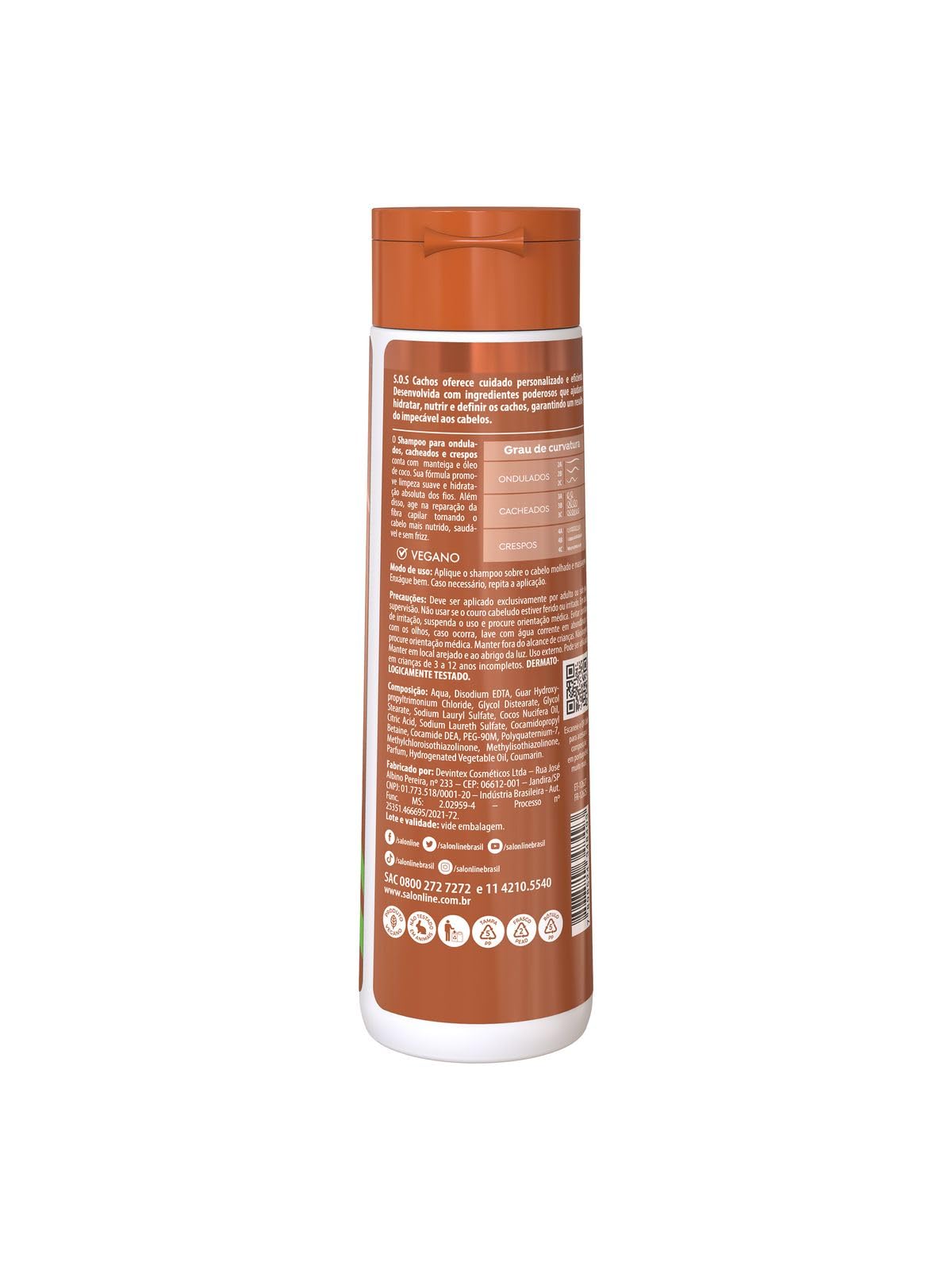 Salon Line - Linha SOS Cachos (Oleo de Coco) - Shampoo 300 ML - (SOS Curls (Coconut Oil) Collection - Shampoo 10.14 Fl Oz)