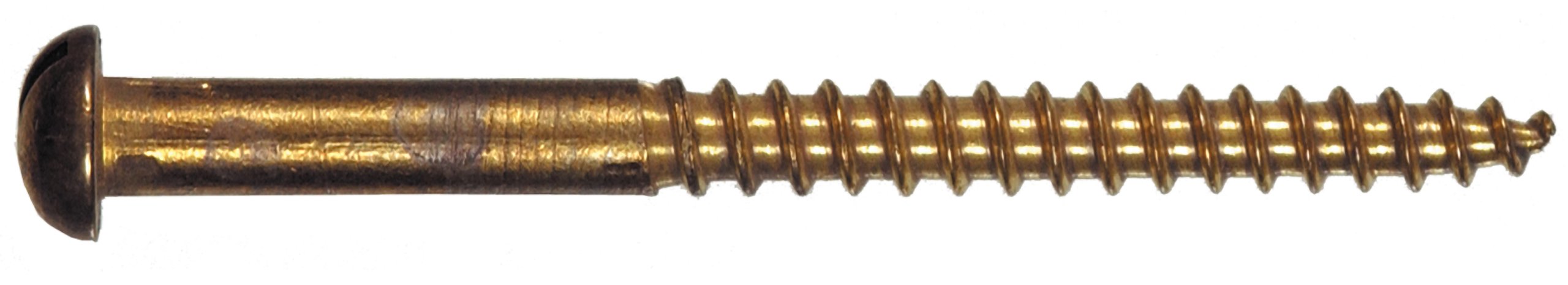 Hillman 1856 8 x 1-1/4 Brass Round Head Slotted Wood Screw 20-Pack