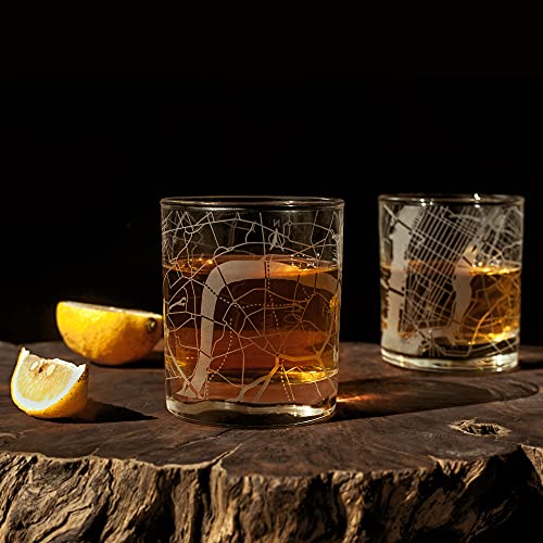 Austin City Map Whiskey Glass, Unique Gift, 10.5 oz