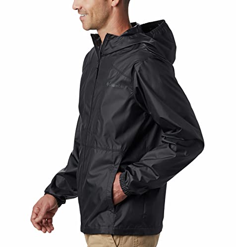 Columbia mens Flashback Windbreaker Jacket, Water Resistant Jacket, Black, Medium US