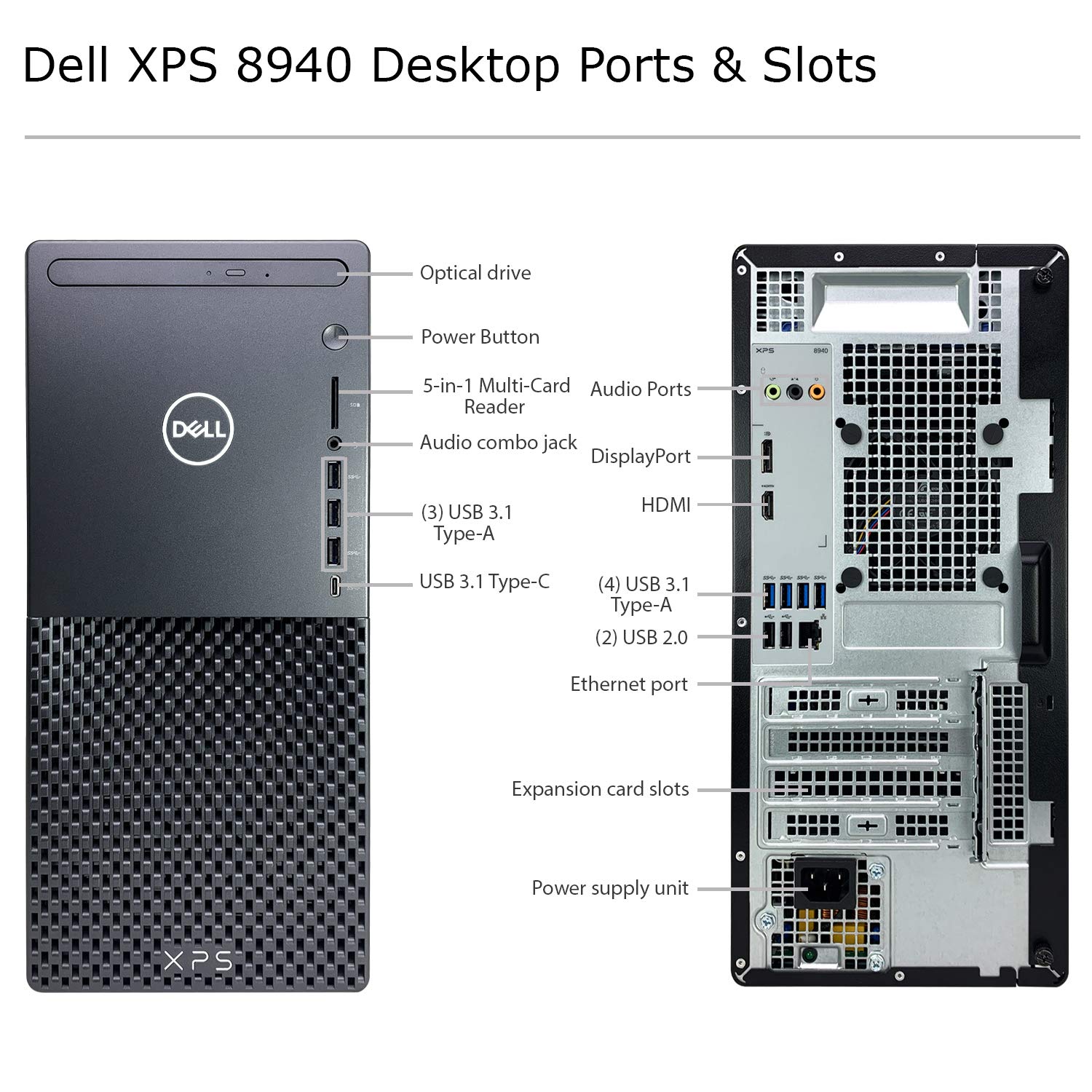 Dell XPS 8940 Desktop Computer - 11th Gen Intel Core i7-11700 8-core up to 4.9 GHz CPU, 16GB RAM, 512GB SSD, Intel UHD Graphics 750, Killer Wi-Fi 6, 500W PSU, DVD Burner, Windows 11 Pro, Black