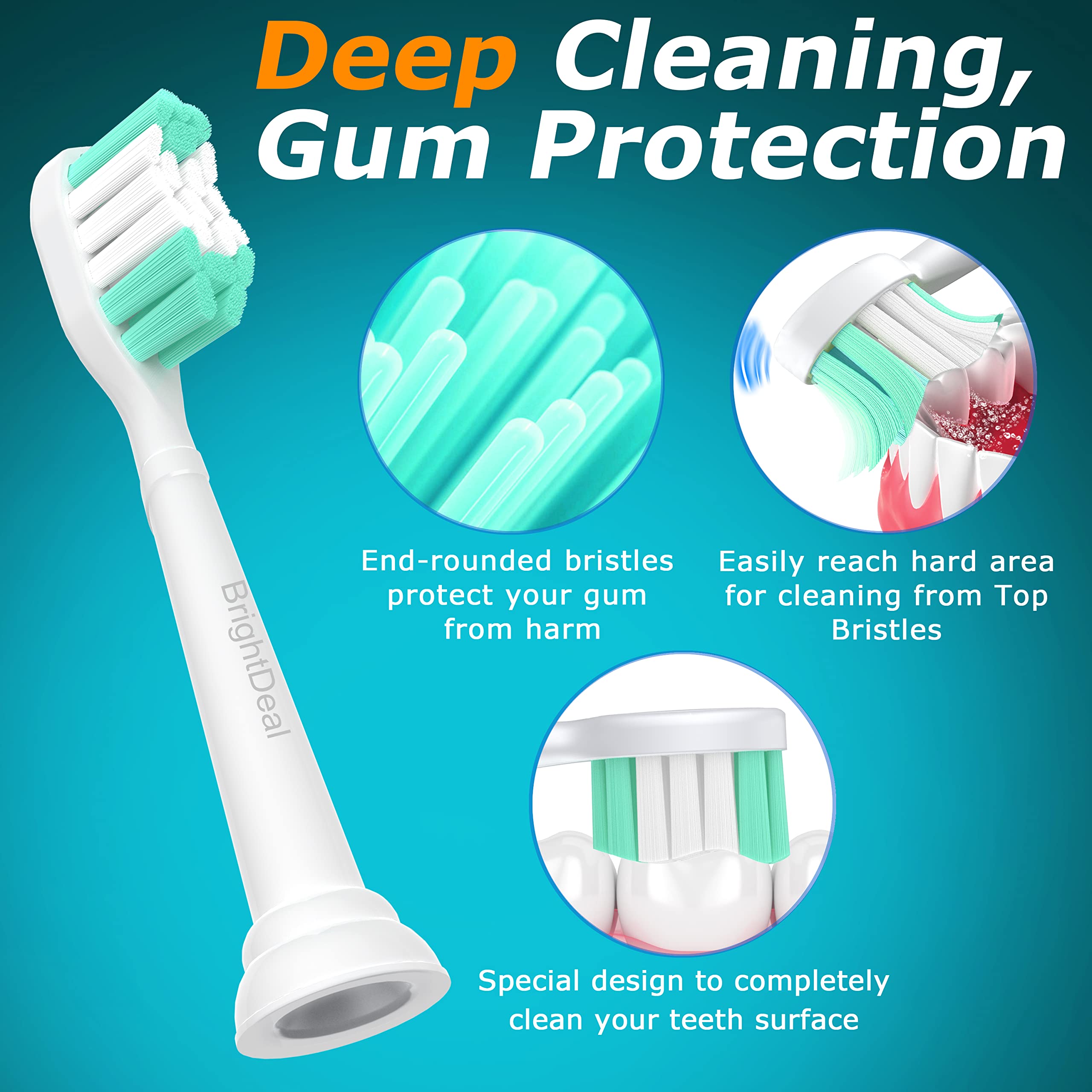 BrightDeal Replacement Toothbrush Heads for Philips Sonicare ProtectiveClean 4100 5100 6100 DailyClean Plaque Control Gum Health G2 C2 Toothbrush Head HX6817/01 HX6857/11 Electric Toothbrushes, 8 Pack