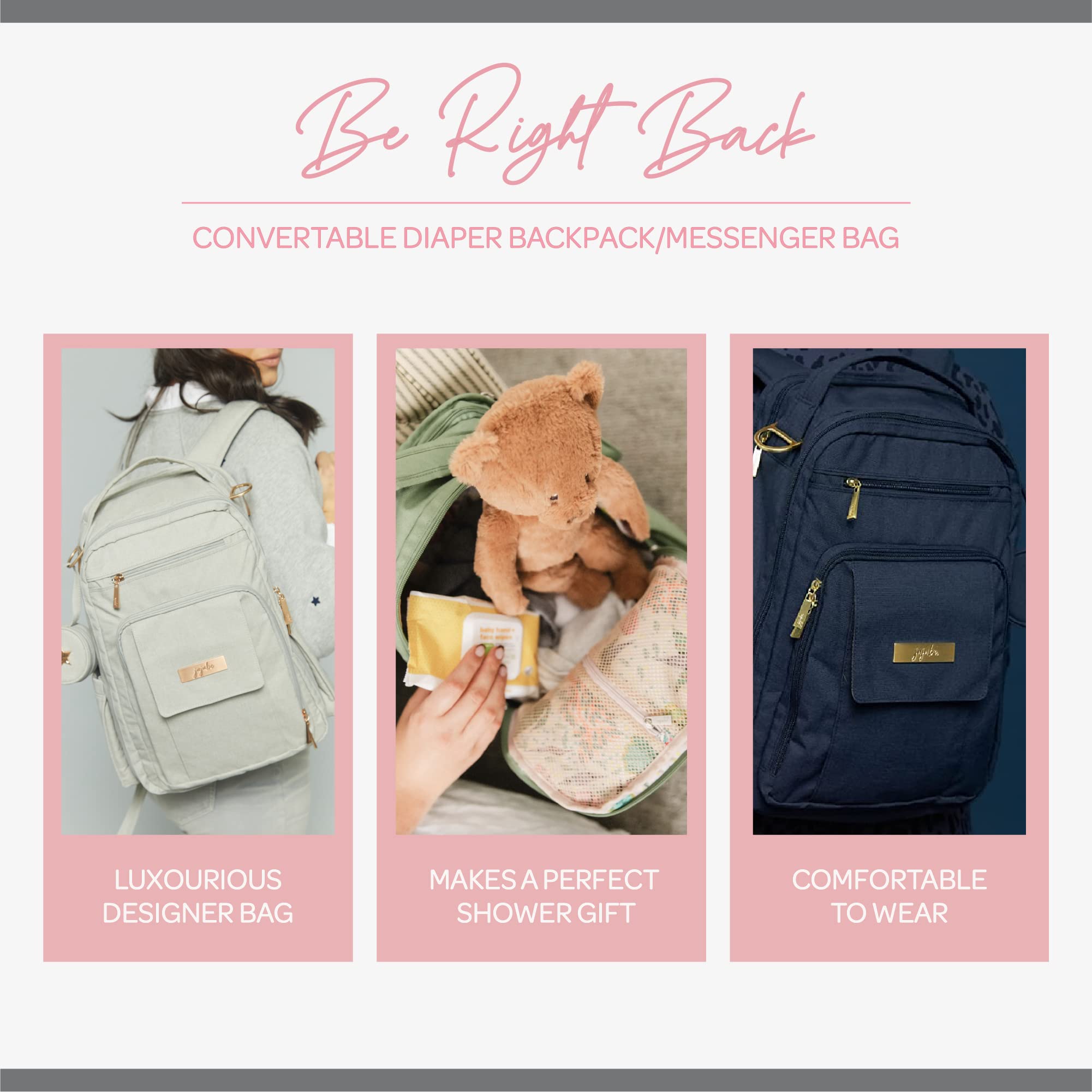 JuJuBe | Be Right Back Baby Diaper Bag Backpack - Travel Backpack for Women - Machine Washable | Tibetan Red
