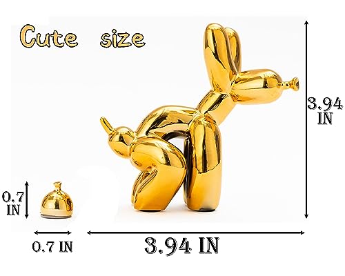 BOIHEGU Gold Pooping Balloon Dog Sculpture Décor, Gold Tiny Figurines Home Décor Cute Novelty Gift, Shiny Gold Accent Decorative Object Nick Nacks for Coffee Table Decoration(Gold)