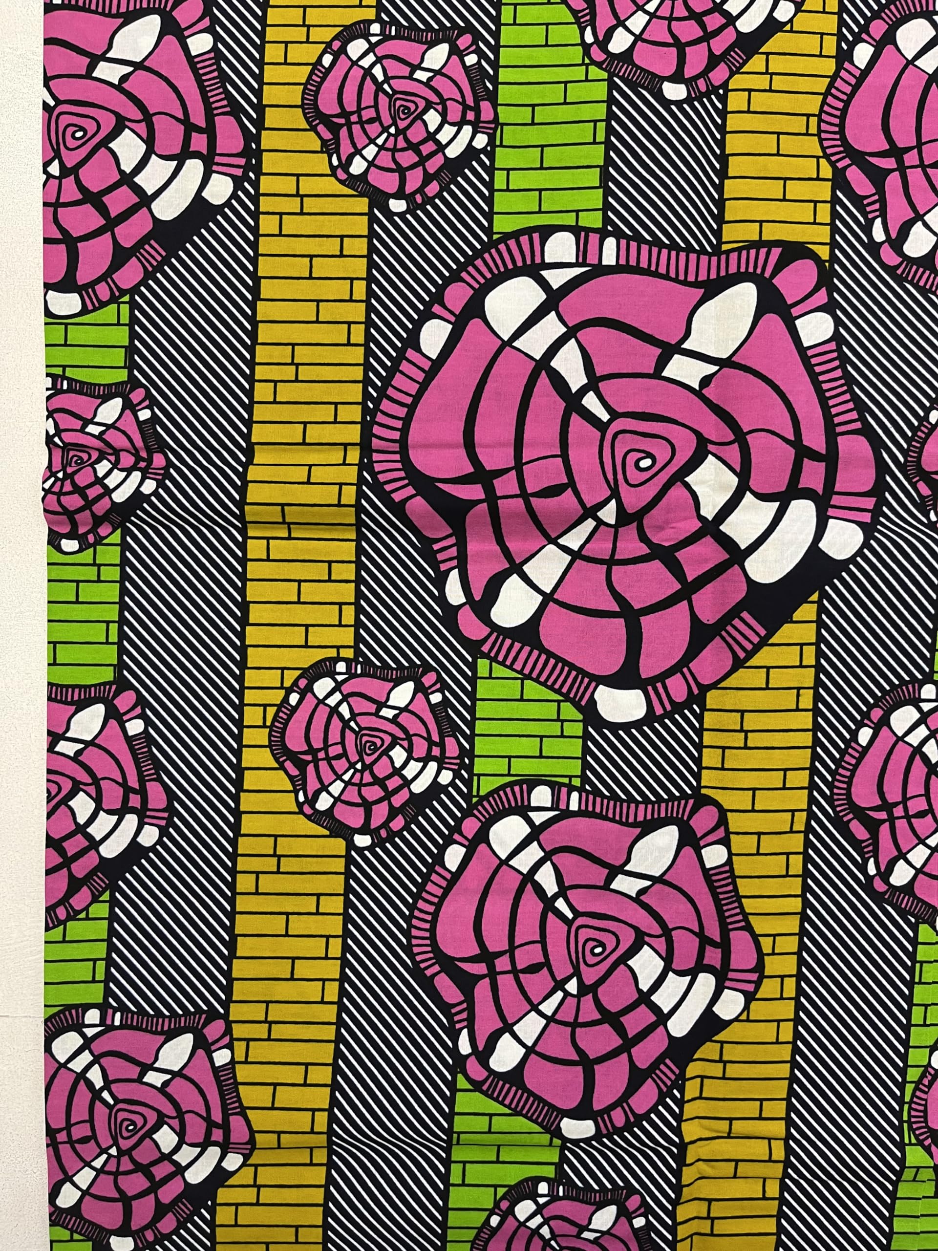 African Guaranteed Wax Block Prints Fabric/African Ankara Wrapper Fabric Wax Fabrics /-Sell by 6 Yards-100% Cotton-for Dresses- Pink, Apple-Green, Dark-blue, White, Black, Golden-Brown