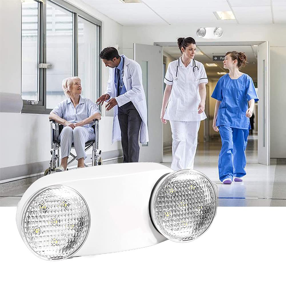 OSTEK 4 Pack LED Emergency Exit Lighting Fixtures with Two Heads, US Standard Adjustable Integrated LED Emergency Light with Battery Backup, UL 924 Qualified (4 Pack)