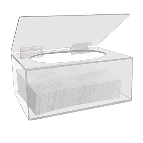 Dryer Sheet Dispenser with Hinged Lid,Acrylic Laundry Dryer Sheet Holder, Dryer Sheets Container for Fabric Softener Sheets, Tissue Box, Container Storage Box for Laundry Room DƩcor (Clear)