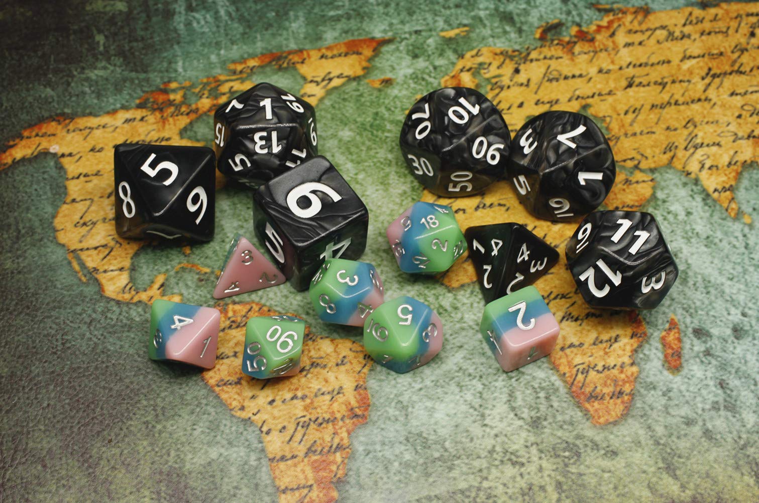 Dice- DND Dice Set 25mm RPG Dice for Dungeons and Dragons D&D Pathfinder MTG Role Playing Dice Giant Black Polyhedral Dice with Dice Bag