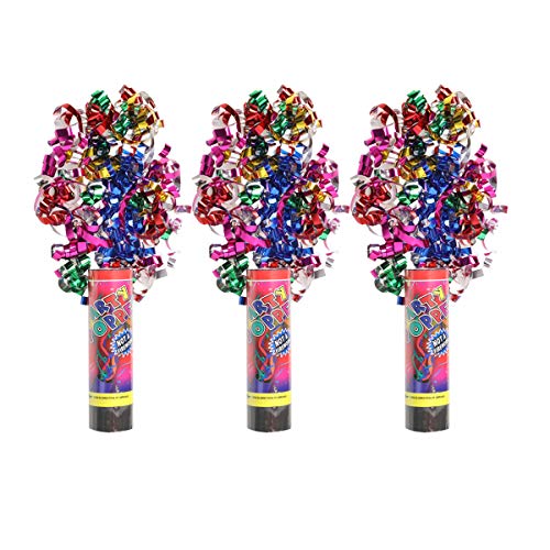 Allinthree 6inch Party Confetti Popper, Set of 12pcs for Birthday Party, Spring as Power Fast to Clean (Metallic)
