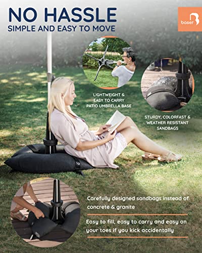 Baser Patio Umbrella Base w. fillable Sandbag Weights 110 LBS, up to 11.5 ft Patio Umbrella, Made of Recycled Materials in Denmark