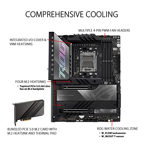 ASUS ROG Crosshair X670E Hero (WiFi 6E) Socket AM5 (LGA 1718) Ryzen 7000 Gaming Motherboard(18+2 Power Stages, PCIe® 5.0, DDR5,5xM.2 Slots,Front-Panel USB 3.2 Gen 2x2, USB4®, Wi-Fi 6E)