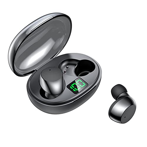 BANAAO Wireless in Ear Bluetooth 5.3 Earphones - Finger Control Digital Display Mini Stereo Noise Cancellation Black Earbuds with Charging Case for Running Outdoor Office Driving Sports