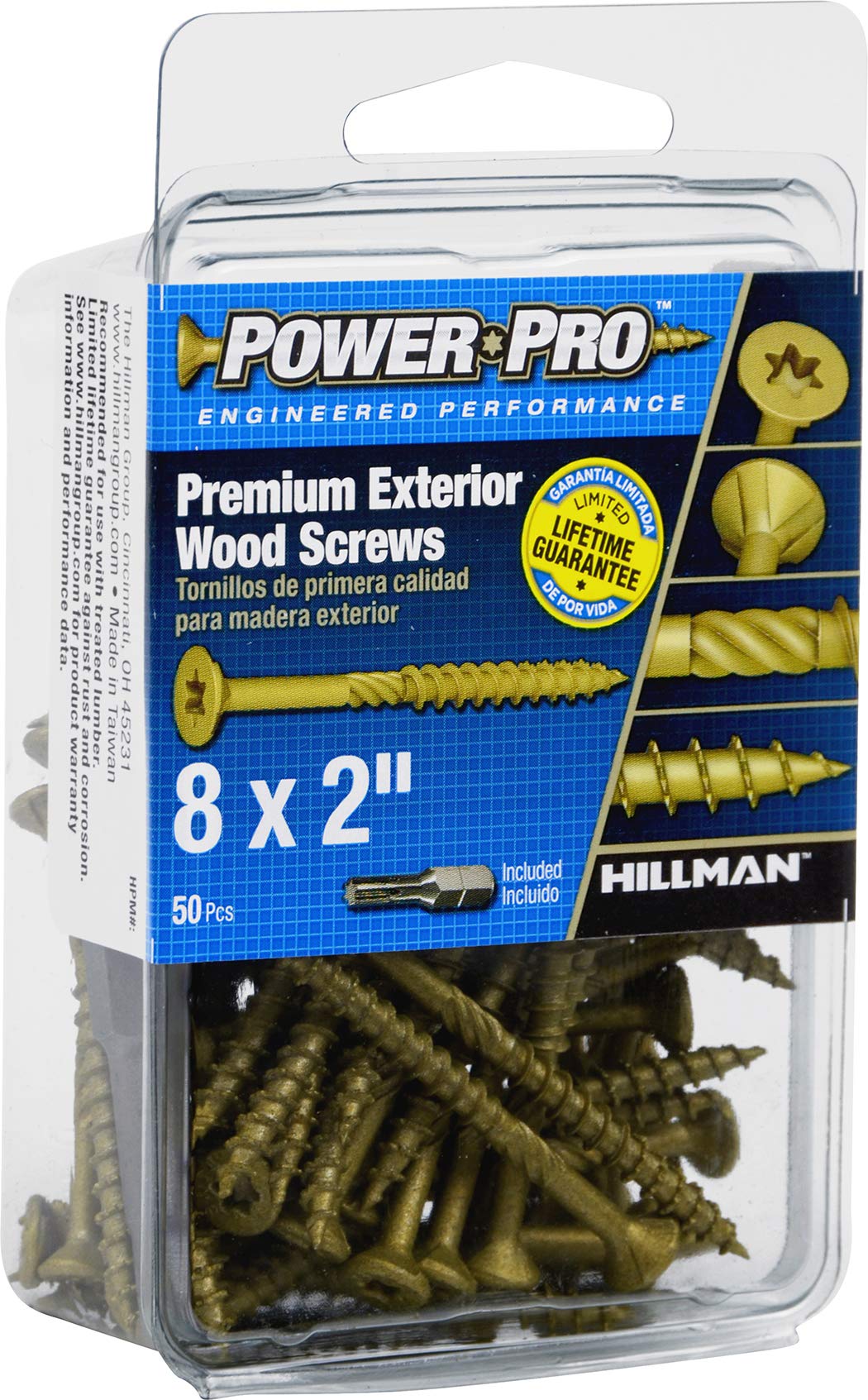Hillman The Group 42479 Bronze Wood Screw (50 Pack), 8 x 2