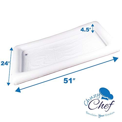 Inflatable Pool Table Serving Bar - Large Buffet Tray Server with Drain Plug - Keep Your Salads & Beverages Ice Cold - for Parties Indoor & Outdoor use Bar Party Accessories (White)