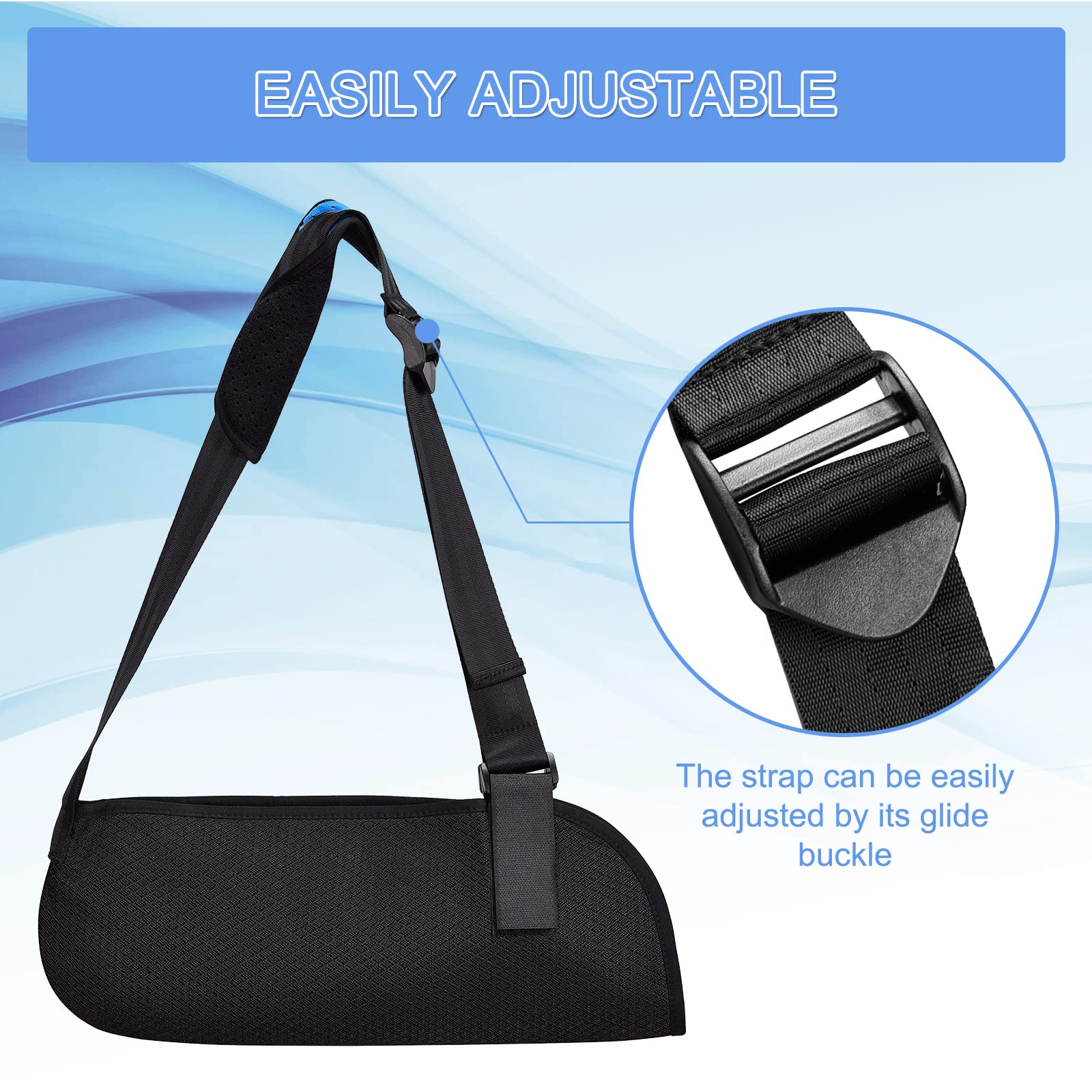 Aastin Arm Sling Shoulder Immobilizer for Women, Men, Teenagers, Adjustable Shoulder Sling Strap with a Foam Neck Pad for Wrist, Elbow, Shoulder Injury (Medium)