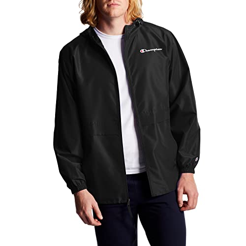 Champion mens Stadium Full Zip Jacket, Left Chest Script Jacket, Black-549369, Large US