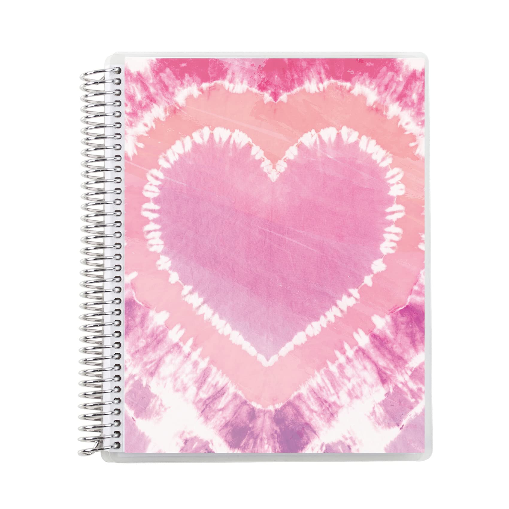 7" x 9" Spiral Bound Dot Grid Journal Notebook - Tie Dye Hearts. 5mm Dot Grid. 160 Page Writing, Drawing & Art Notebook. 80Lb Thick Mohawk Paper. Stickers Included by Erin Condren.