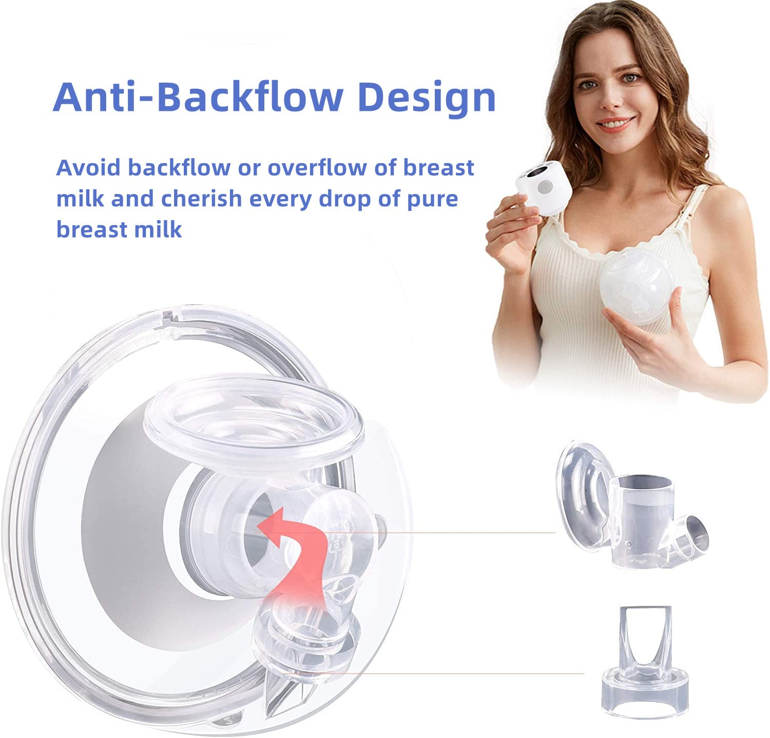 Bemawe Wearable Breast Pump, Electric Breast Pump Hands Free Wireless Breast Pump Portable Breastfeeding Pump Low Noise Painless Breast Milk Pump, LCD Display, 2 Modes & 9 Levels, S12, 24mm Flange