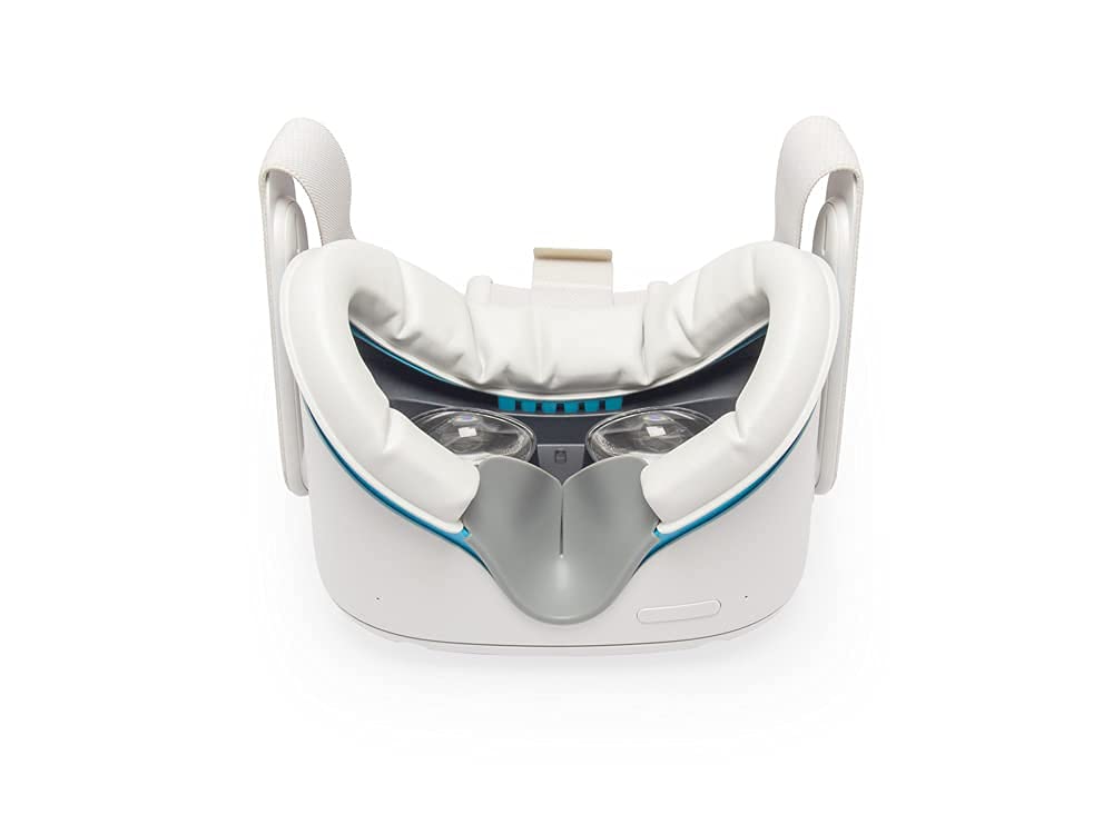 VR Cover Facial Interface Bracket & Foam Replacement with Lens Protector Cover for Meta Quest 2 (Virtual Reality Oasis Edition - Light Blue & Grey)